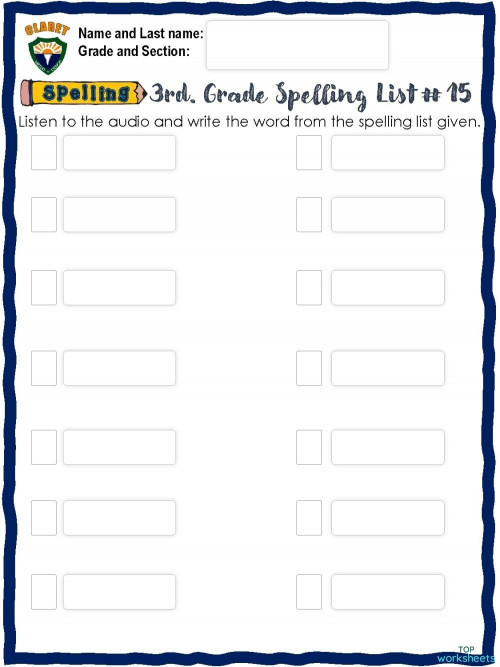 3rd.grade. Spelling # 15. Interactive worksheet | TopWorksheets