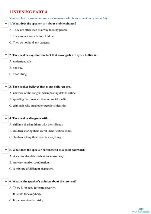 L4_P8_Week 1 Revision Mock Test. Interactive worksheet | TopWorksheets