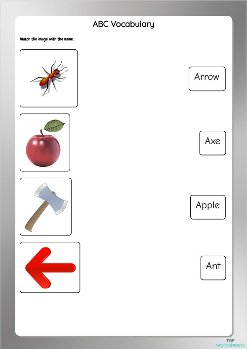 ABC Vocabulary. Interactive worksheet | TopWorksheets