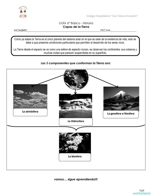 Capas de la tierra. Ficha interactiva | TopWorksheets