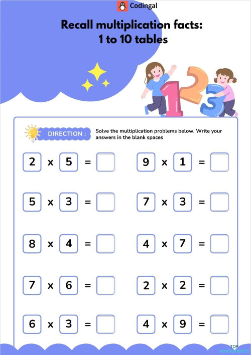 M_G03M14L29_WA02_Recall multiplication facts: 1 to 10 tables ...