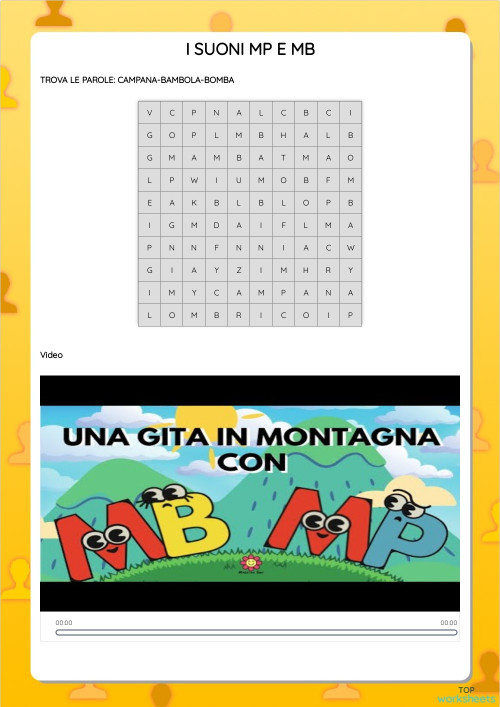 I SUONI MP E MB. Scheda interattiva | TopWorksheets