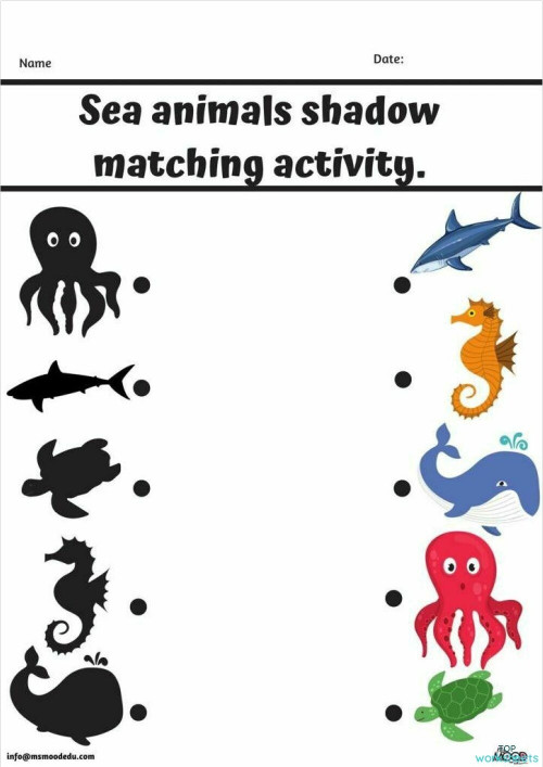 Match sea animals. Interactive worksheet | TopWorksheets