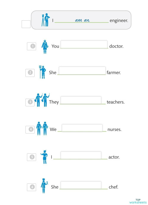 am not / is not / are not. Interactive worksheet | TopWorksheets