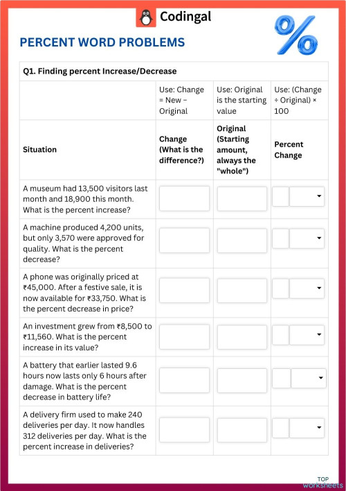 M_G06M05L20_WC02_Application_of_Percentages_2. Interactive worksheet | TopWorksheets