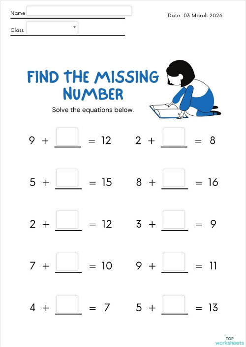 Find The Missing Number. Interactive worksheet | TopWorksheets