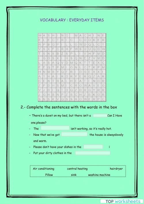 Vocabulary. Interactive worksheet | TopWorksheets
