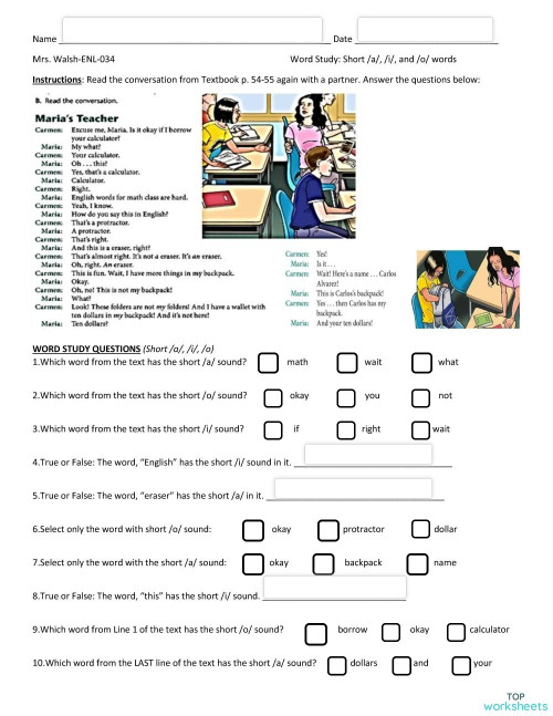 Short a-i-o Vowel Sound Practice. Interactive worksheet | TopWorksheets