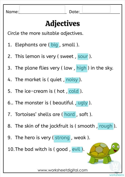 Adjectives. Interactive worksheet | TopWorksheets