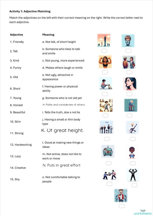 Day 5 Adjectives and Describing yourself.. Interactive worksheet ...