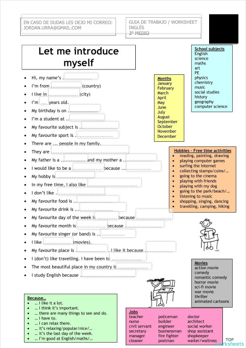 PERSONAL INTRODUCTION. Interactive worksheet | TopWorksheets