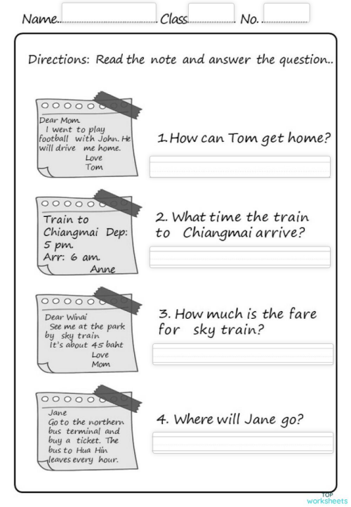 message and notice. Interactive worksheet | TopWorksheets