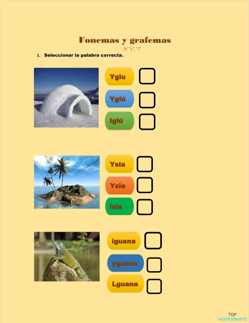 Fonemas y Grafemas "i"/"y". Ficha interactiva | TopWorksheets