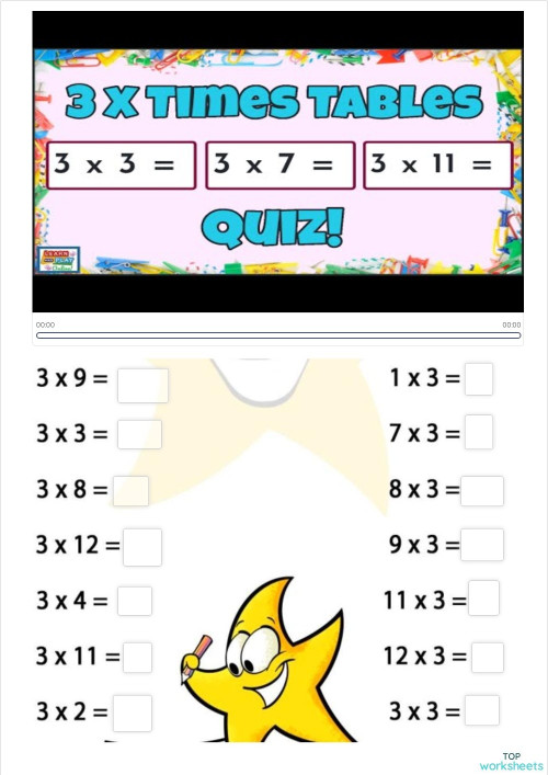 3x Tables Quiz 2. Interactive worksheet | TopWorksheets