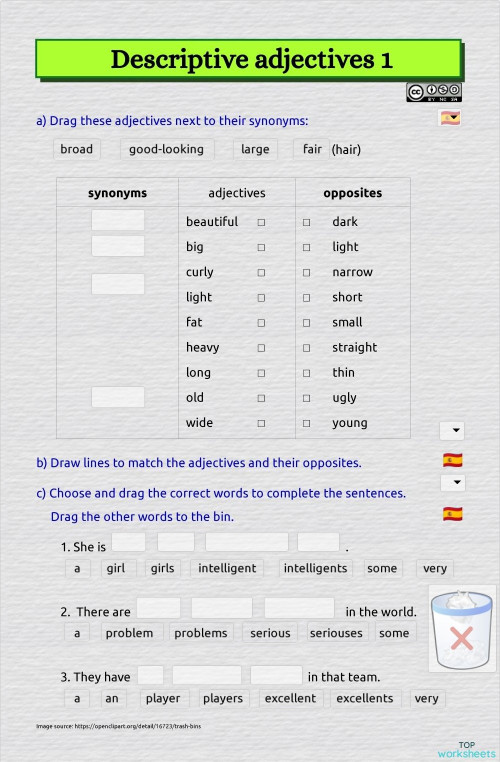Descriptive adjectives 1. Interactive worksheet | TopWorksheets