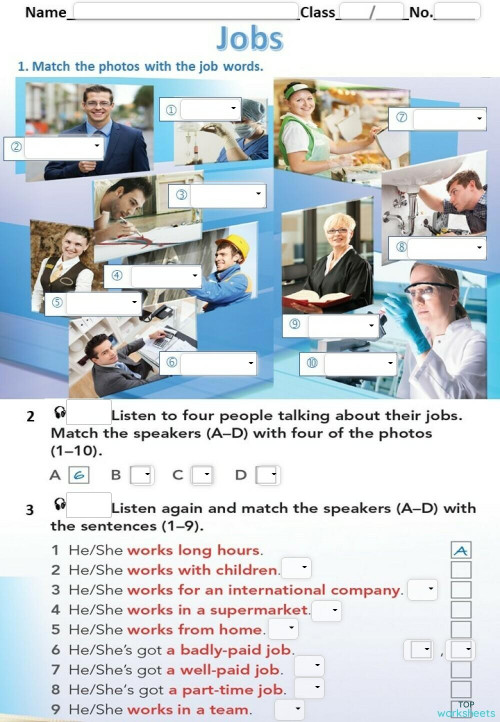 Study about Jobs. Interactive worksheet | TopWorksheets