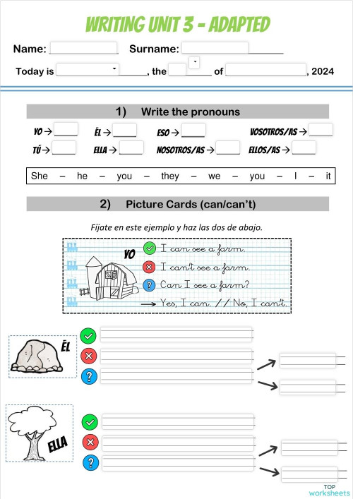 2º Unit 3 - WRITING (ADAPTED). Interactive worksheet | TopWorksheets