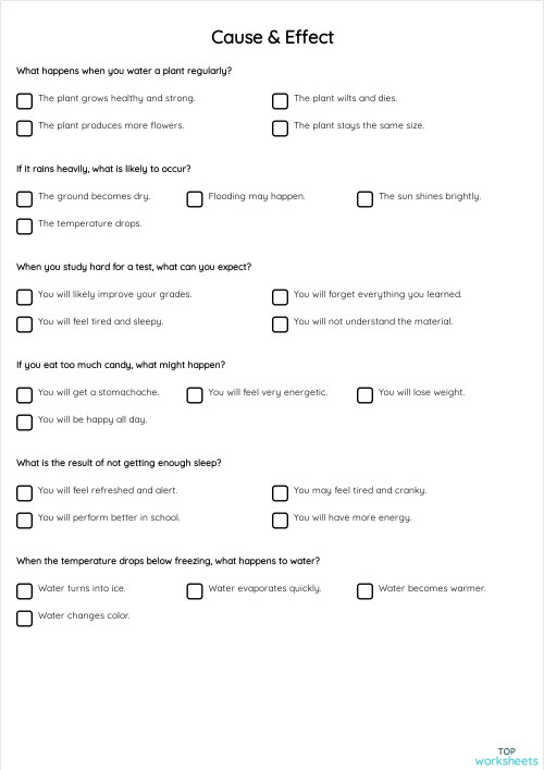 Cause & Effect. Interactive worksheet | TopWorksheets