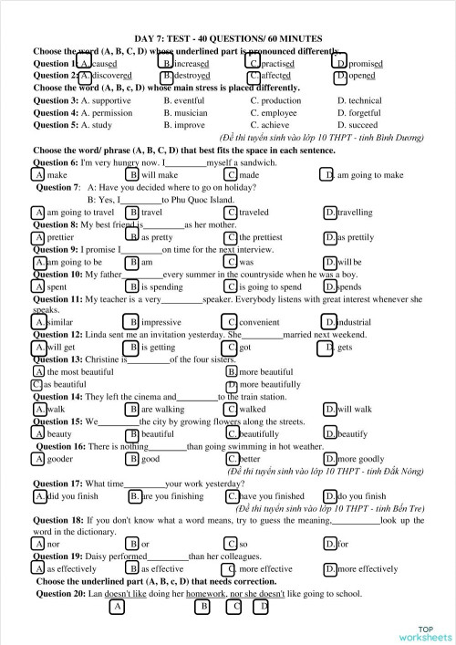 Week 3 day 7 Review. Interactive worksheet | TopWorksheets