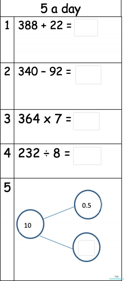 5-A-Day Year 5 Block 1 Week 1 Day 4. Interactive worksheet | TopWorksheets