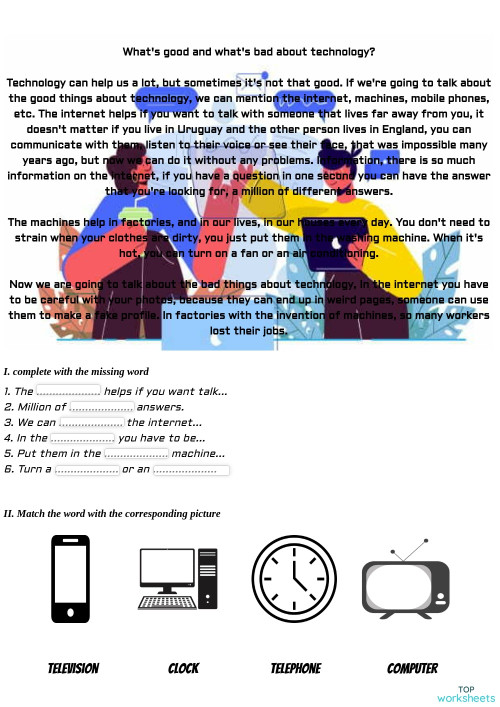 technology. Interactive worksheet | TopWorksheets