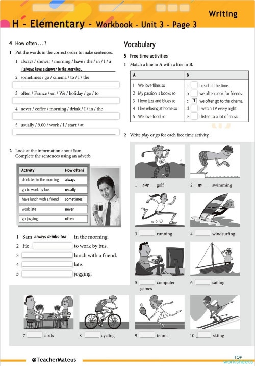 2 - Elementary Workbook - Unit 3 - Page 3 - Writing TM0353. Interactive ...