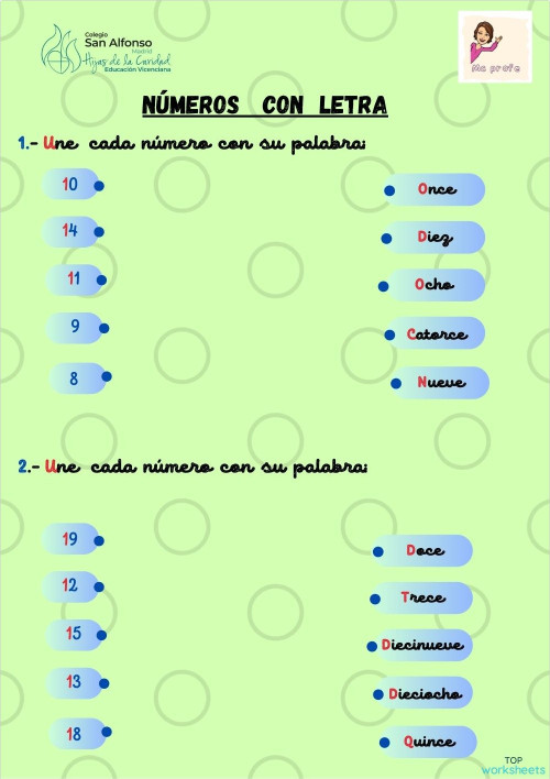 Números con letra. Ficha interactiva | TopWorksheets
