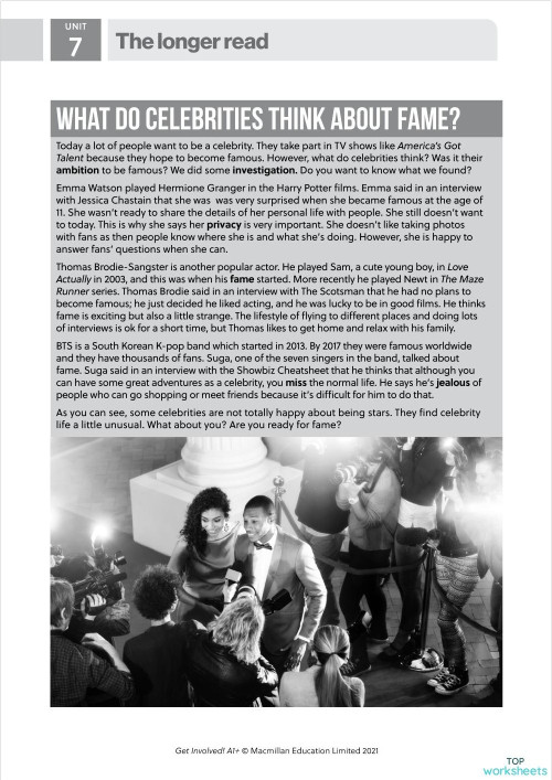 Cradol 1 unit 7 reading practice. Interactive worksheet | TopWorksheets