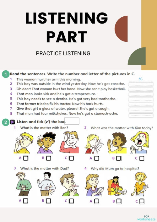 LISTENING PART. Interactive worksheet | TopWorksheets