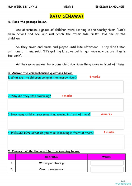 BATU SENAWAT WEEK 13 / DAY 2. Interactive worksheet | TopWorksheets