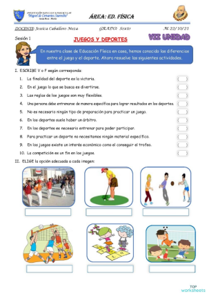 EL JUEGO Y EL DEPORTE - 6°. Ficha interactiva | TopWorksheets
