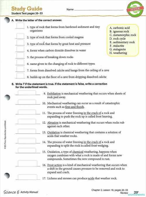 Study Guide Pg 23. Interactive worksheet | TopWorksheets