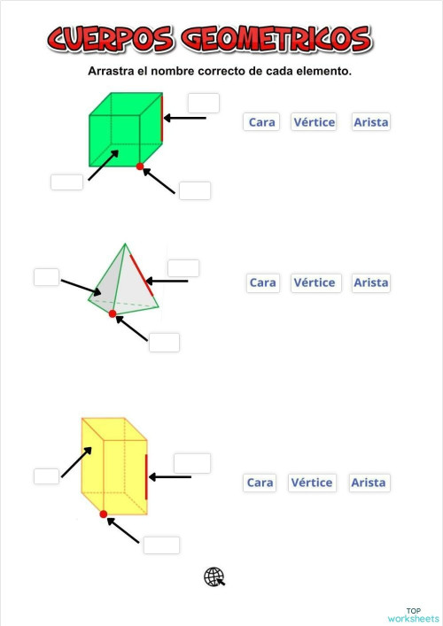 Cuerpos geométricos 03. Ficha interactiva | TopWorksheets