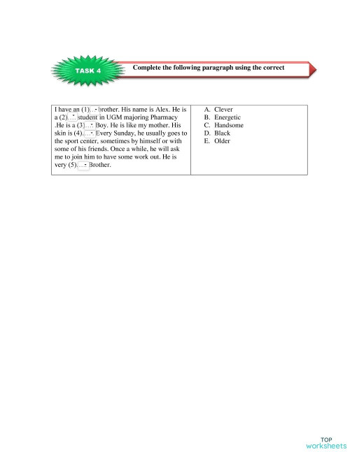 ACTIVITY 4-DESCRIPTIVE TEXT. Interactive worksheet | TopWorksheets