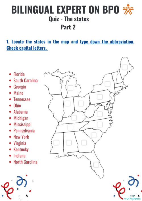 Quiz - The states Part 2. Interactive worksheet | TopWorksheets