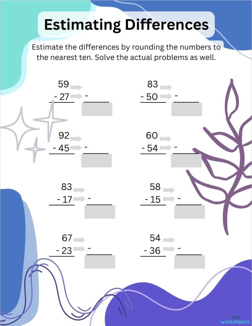 Estimating Differences. Interactive worksheet | TopWorksheets