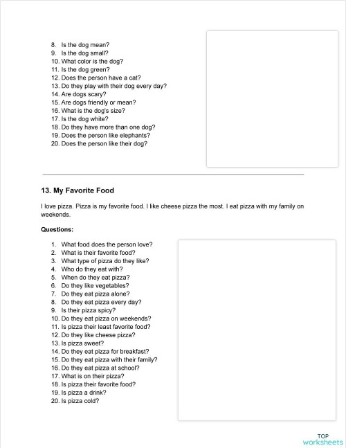 Reading comprehension A1. Interactive worksheet | TopWorksheets