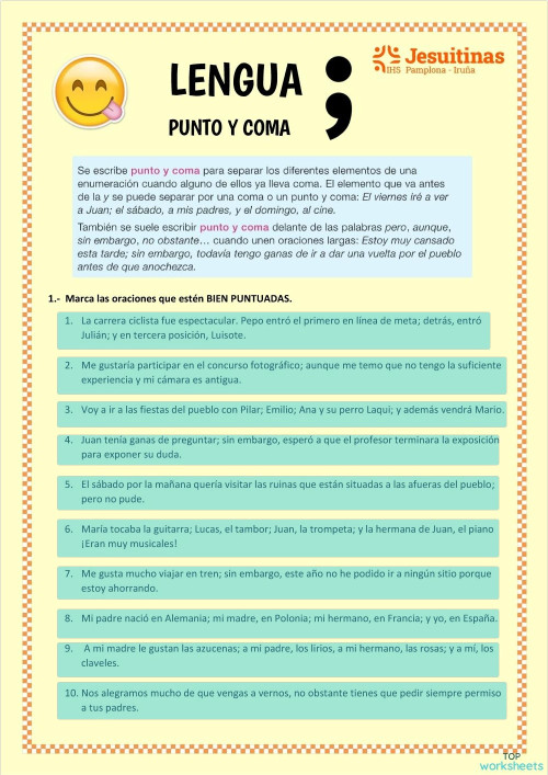 LA COMA. SIGNOS DE PUNTUACIÓN.. Ficha interactiva | TopWorksheets