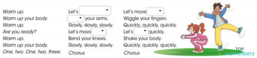 song warm up. Interactive worksheet | TopWorksheets