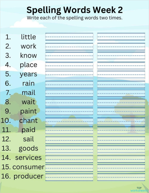 Spelling Words 2.1. Interactive worksheet | TopWorksheets
