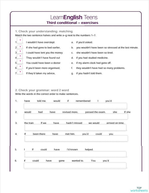 THIRD CONDITIONAL ACTIVITIES. Interactive worksheet | TopWorksheets