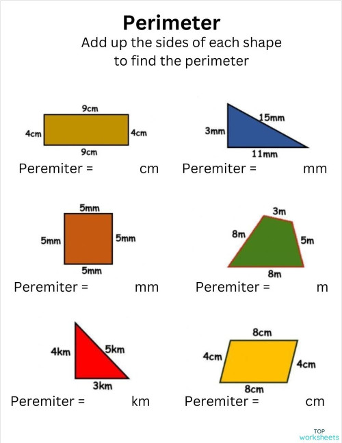 Perimeter Worksheet. Interactive worksheet | TopWorksheets