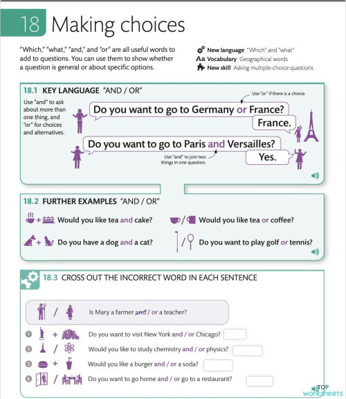 Making choices. Interactive worksheet | TopWorksheets