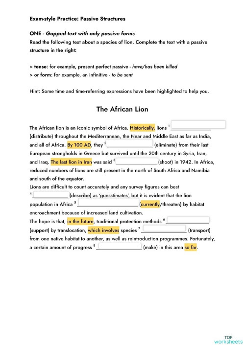 Exam-Style Practice: Passive Structures. Interactive worksheet ...