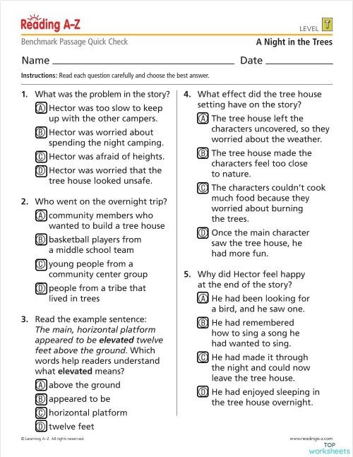 A Night in the Trees. Interactive worksheet | TopWorksheets