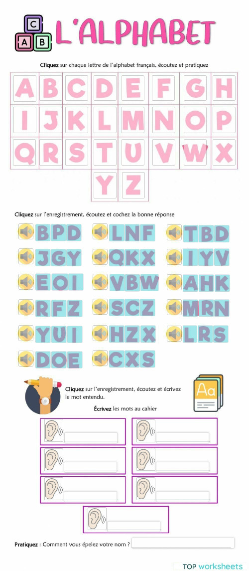 Interactive worksheets and online exercises in french | TopWorksheets