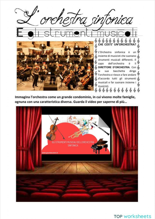 L'orchestra sinfonica: le famiglie degli strumenti musicali. Scheda ...
