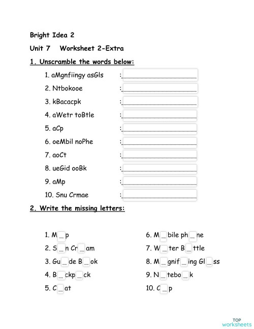 Bright Idea 2 Worksheet 2-extra. Interactive worksheet | TopWorksheets