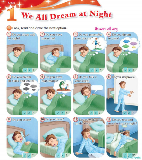 Unit 1 dreams and nightmares. Interactive worksheet | TopWorksheets