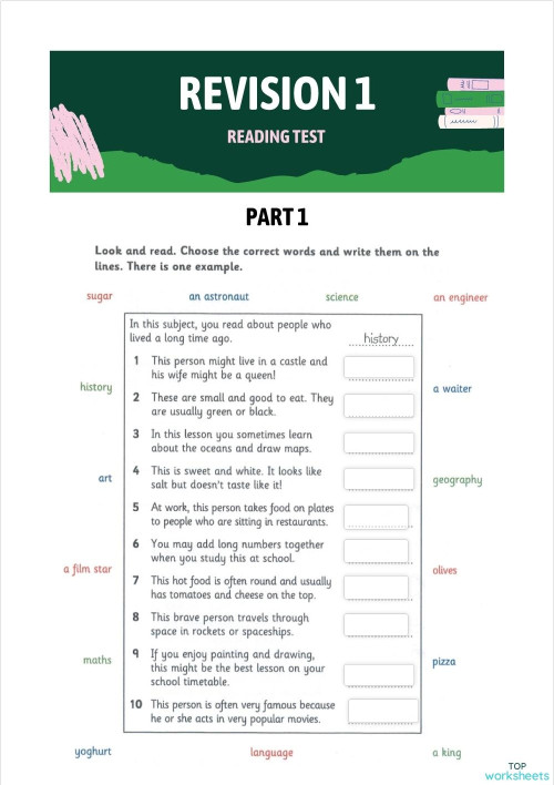 READING TEST. Interactive worksheet | TopWorksheets